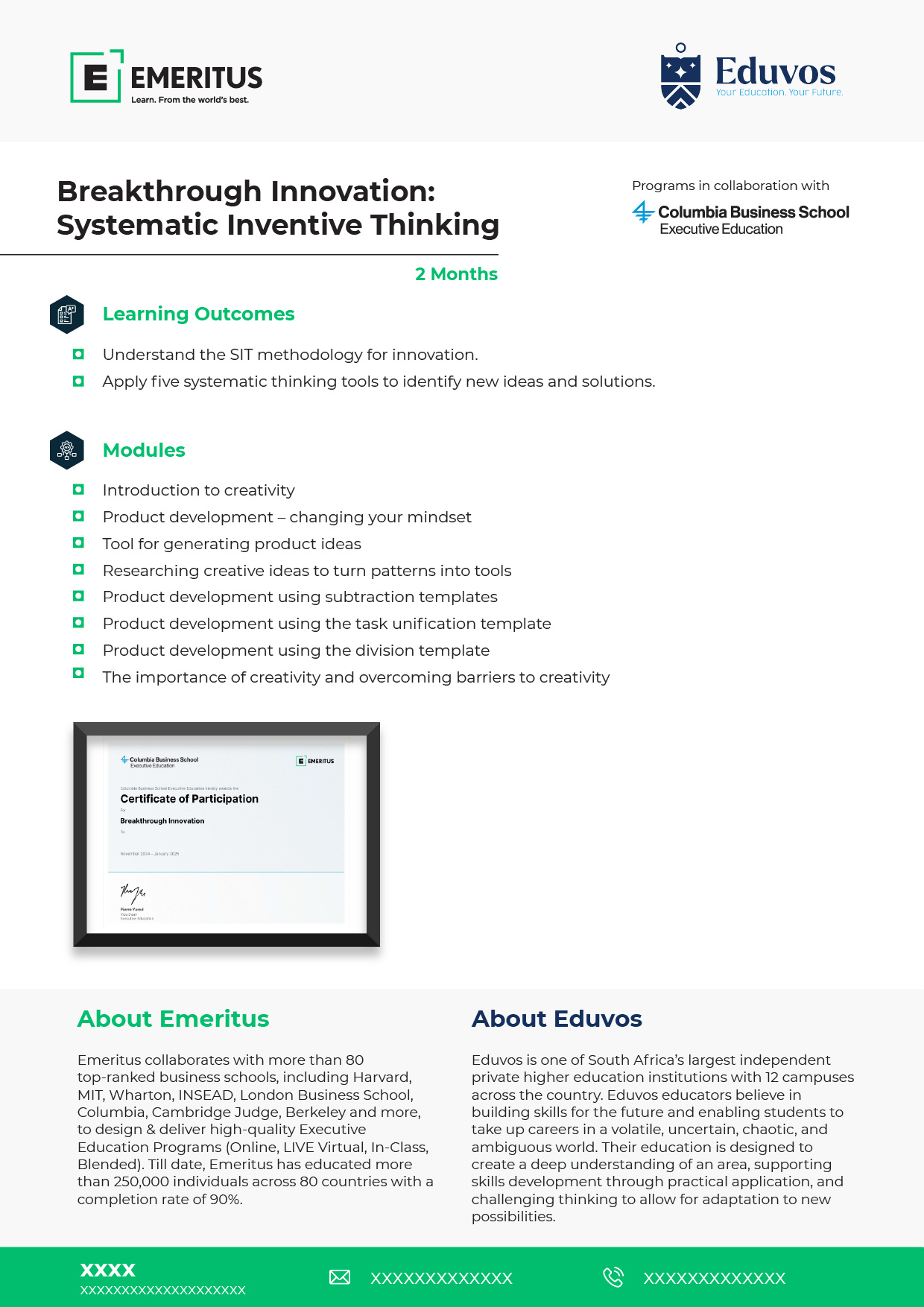 Emeritus and Eduvos | Executive Certificate Programs